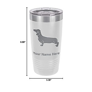 LaserGram 20oz Vacuum Insulated Tumbler Mug, Dachshund Dog, Personalized Engraving Included (White)