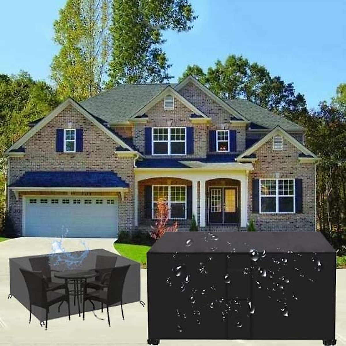 Garden Furniture Cover Waterproof 138x102x35in, Outdoor Sectional Sofa Set Covers, Heavy Duty 420D Patio Furniture Set Cover, Rectangular Table and Chair Set Covers, for Deck, Lawn and Backyard