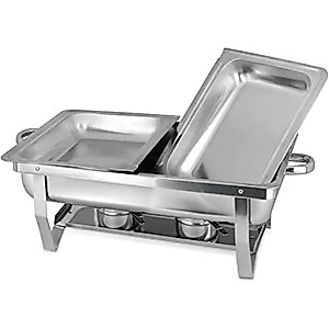 Stainless Steel Food Warmer Buffet Dish Catering Pan, Buffet Heater Stainless Steel Chafing Dish with Food Pans Fuel Holders, for Catering Buffet (Three Grid) (Single Grid)