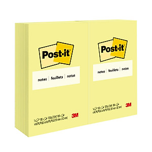Post-it Notes, 4 in x 6 in, America's #1 Favorite Sticky Notes, Canary Yellow, 12 Pads/Pack