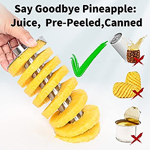 Newness Pineapple Corer and Slicer Tool, Durable Pineapple Core Remover with Upgraded Cutter & Reinforced Thicker Blade, Stainless Steel Kitchen Fruit Gadget for Diced Pineapple Rings, Black Handle