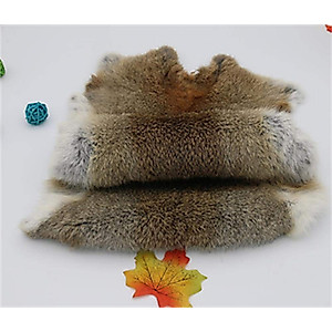 4pack Natural Tanned Rabbit Fur Pelt Real Rabbit Skin Hide Pelts (10" by 12" Rabbit Pelt with Sewing Quality Leather) (Natural Yellow Tanned)