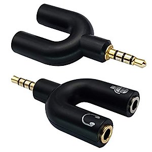 AAOTOKK 3.5mm Headphone Y Splitter Adapter Gold Plated 4 Pole 3.5mm Male to 3.5MM Headphone+Microphone (MIC) Female Plugs Audio Stereo Converter(2-Pack)