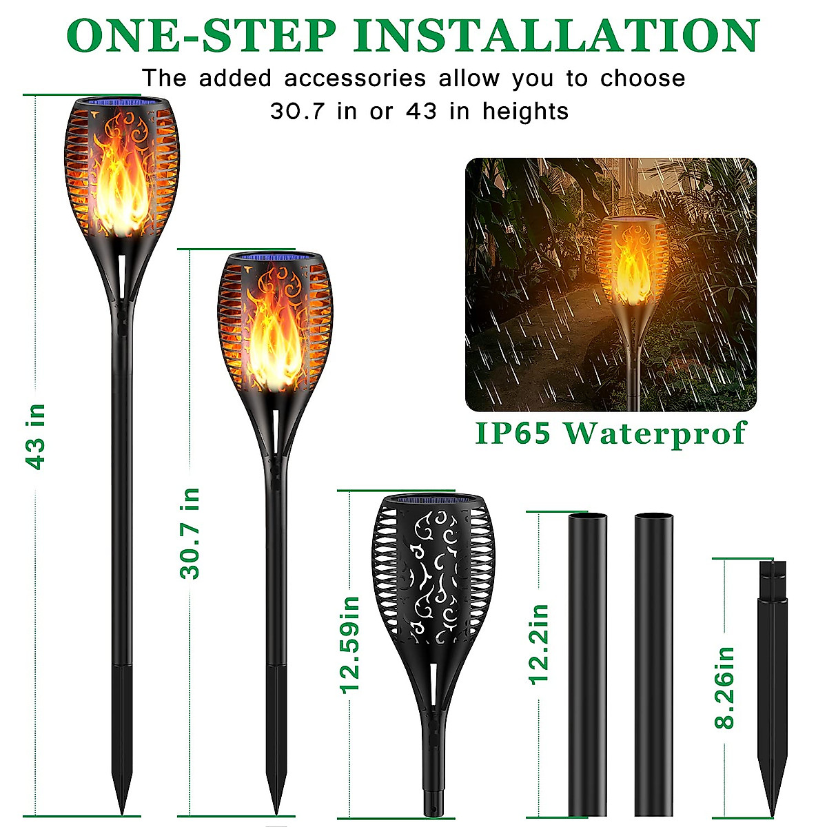 Balight Solar Torch Lights, 43in 96 LED Waterproof Flickering Flames Solar Lights Outdoor Landscape Decoration Lighting Dusk to Dawn Auto On/Off Security Torch Light for Patio Garden Yard Driveway