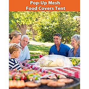Anpro Food Cover, Food Tent, Pop-up Food Nets, Mesh Food Covers for Outside,Picnic Accessories, Food covers for outside,Reusable and Collapsible, 5 Pack (1 Extra Large-40 Inches,4 Standard-17 Inches)
