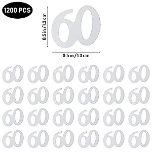 AMOSFUN 1200pcs Number 60 Sequins Confetti Plastic Confetti for 60th Birthday Party Anniversary Decoration(Silver)