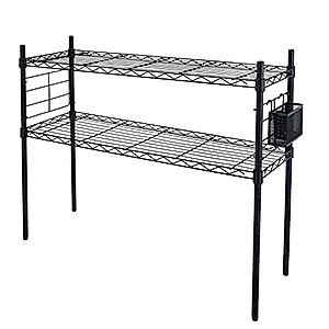 Organize It All Steel Etagere | 2 Adjustable Shelves | Great for Extra Storage Over Desk | Can Hold Textbooks | Supplies | Décor | Ideal for Office or Dorm | Durable | Black