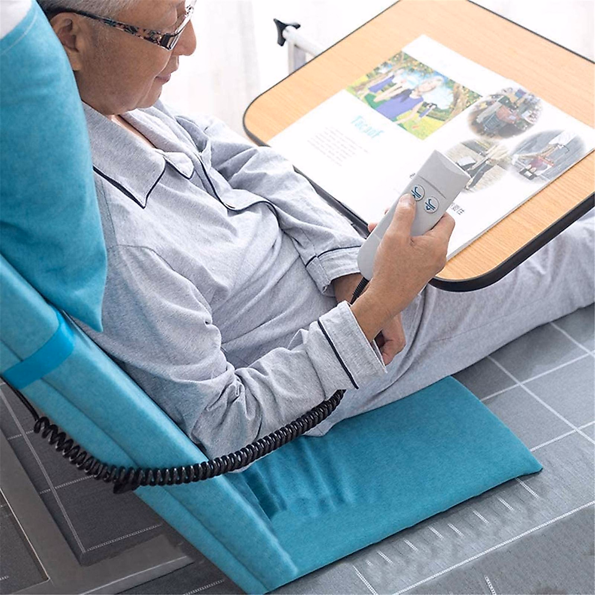 ANYURAN Healthcare Medical Pillow Lifter, Adjustable Comfort Lifting Seats with Electric Pump System and Mattress Pad Cover Fits Standard Hospital Bed