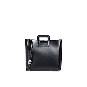 STAUD Women's Black Leather Shirley Large Tote Handbag