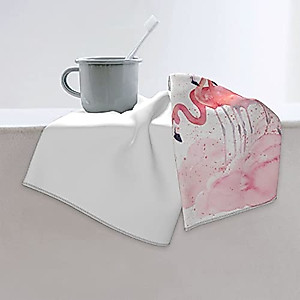 Watercolor Pink Flamingos Painting Splash Soft Absorbent Guest Hand Towels Multipurpose for Bathroom, Gym, Hotel and Spa (27.5 x16 Inches)