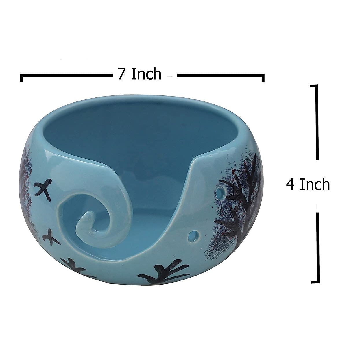 for Mom: 7-Inch Ceramic Yarn Bowl for Crocheting – Tangle-Free Knitting with Smooth Spiral Outlet by Abhandicrafts