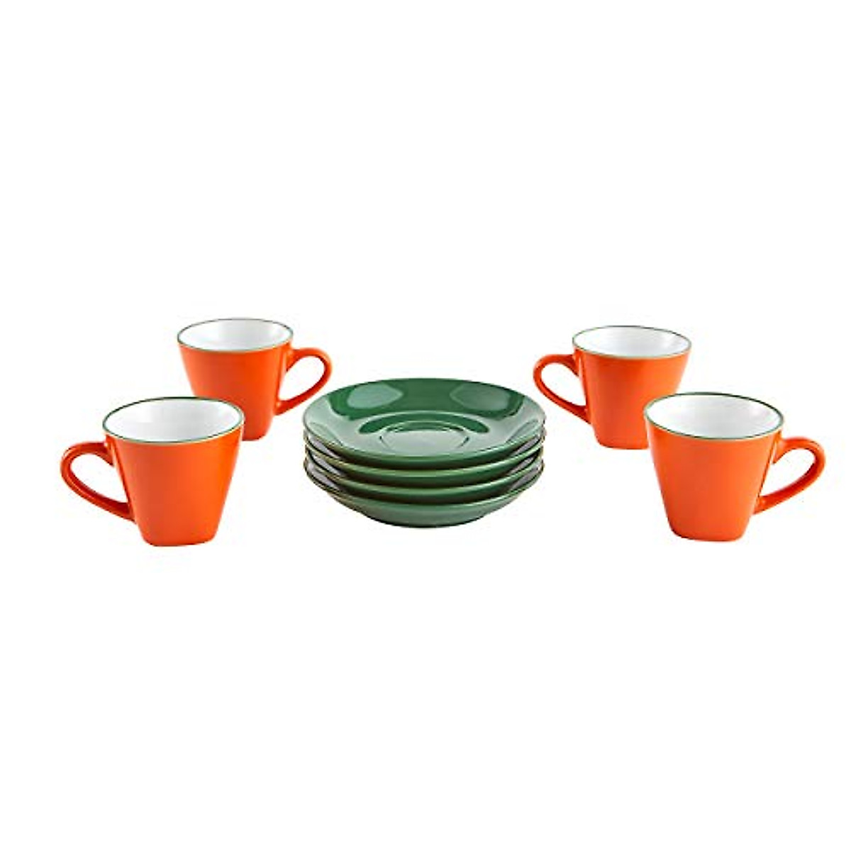 IMUSA USA 8 Piece 3oz Colorful Espresso Cups with Saucers (Green, Orange)