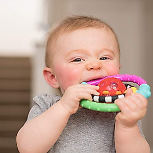 Sassy Spin and Chew Flex Ring Rattle with Dual Action Spinners, for Ages 0+ Months