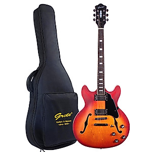 Grote Electric Guitar Matte Finished Mahogany Simi-hollow Body with Gigbag GT335-009 (CS)