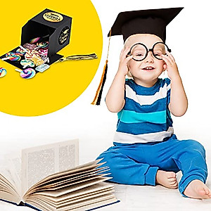 60 Pieces Graduation Candy Boxes 2023 Graduation Cap Gift Box Graduation Celebration Chocolate Box with Stickers for 2023 Graduation Gifts Grad Ceremony Party Favors (Gold and Black)