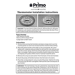 Primo Grills Thermometer for Primo Ceramic Grills - Now 200% Larger and Ability to Calibrate