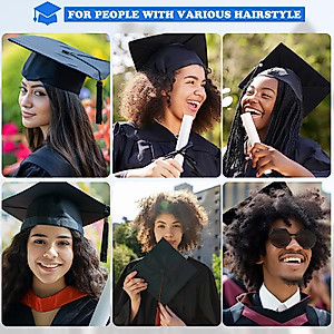 enttgo Grad Cap Headband, Graduation Cap Headband Firm Anti-Fall Hairband for Graduation Cap, Hat Accessories for Graduates, Students, Women - Black