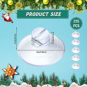 Sieral 225 Pcs Christmas Light Suction Cups String Cup Hook Shower Caddy Connectors Heavy Strength Duty Mini Clear Plastic Transparent Window with