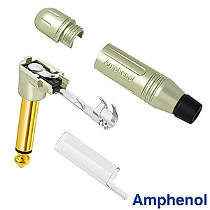 WORLDS BEST CABLES 2 Units - 18 Inch - Pedal, Effects, Patch, instrument cable CUSTOM MADE using Mogami 2319 wire & Amphenol ACPM-RN-AU M-Series Angled Gold TS Plugs