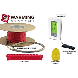 260 Sqft, 240V Cable Electric Radiant Floor Heating System, Heated Floor System, Includes Radiant Floor Heating Thermostat and Sensor. Under Tile Floor Heating System for Heated Floors, Radiant Heat