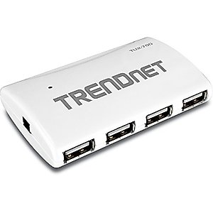 TRENDnet USB 2.0 7-Port High Speed Hub, 5V/2A Power Adapter, Up to 480 Mbps USB 2.0 Connection Speeds, 10 Watts Total Power, Compatible with Windows, Mac, and Linux, White, TU2-700