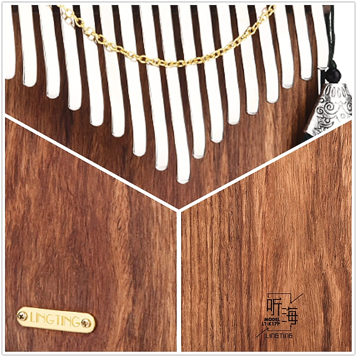 LingTing Kalimba 17 keys Thumb Piano Mbira Finger Piano Gift for Kids Adult Beginners Professional（LT-K17P,sea whisperer)