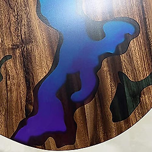 Aurtem Modern Round Coffee Table with Blue Epoxy Home Furniture Household Essential Coffee Table Sturdy Wooden, Resin Console Table Accent Piece for Your Living Room and Office (24''X24'')