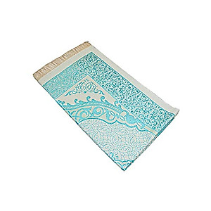 Muslim Prayer Rug and Prayer Beads with Elegant Cylinder Gift Box | Janamaz | Sajadah | Soft Islamic Prayer Rug | Islamic Gifts Set | Prayer Carpet Mat, Taffeta Fabric, Blue