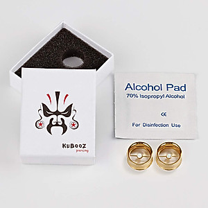 KUBOOZ Ear Plug Tunnel Gauge Stretcher Piercing Golden Opal Center Stainless Steel Screw 0G