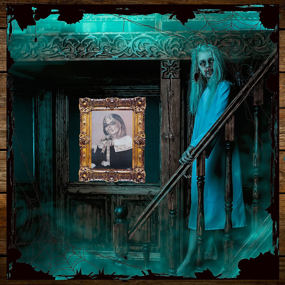 Cindeer 12 Pcs Halloween 3D Changing Face Moving Picture Frame Scary Decor Spooky Ghost Portrait Halloween Wall Decoration for Window Wall Halloween Party Haunted House