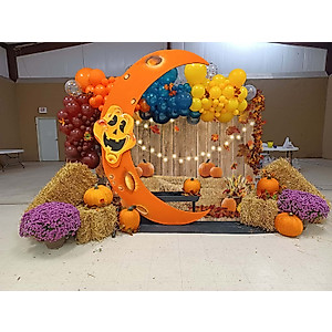 Fall Pumpkin Photography Backdrop 8x6FT Autumn Thanksgiving Harvest Hay Glitter Wooden Background Maple Sunflowers Newborn Baby Shower Banner Party Decorations Photo Booth Props