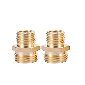 Garden Hose Adapter,3/4" GHT Male x 1/2" NPT Male Connector with 3/4" GHT Female x 1/2" NPT Male Connector,Brass Pipe to Garden Hose Fitting Connect 4pcs with Extra 8 Rubber Washers (1/2NPT)