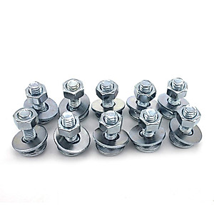 (10 pc) 1/4-20 x 1 Long Square-Neck Carriage Bolts Set w/Nuts & Washers,Zinc-Plated,Carbon Steel Grade 2,by Fullerkreg