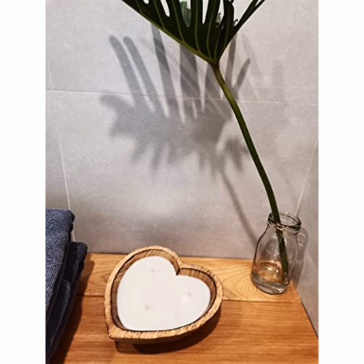 6” Heart Shaped Wooden Bowl Candle with Soy Wax - 3 Wicks 5 oz Decorative Dough Bowl Candles for Anniversary Engagement Wedding Birthday Valentine Christmas Gift (Vanilla Sandalwood - 6" Brown Bowl)