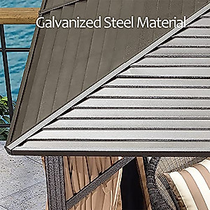 SUN RDPP Outdoor Hardtop Gazebo, Galvanized Steel Double Vented Roof Pergolas Aluminum Frame with Netting and Curtains, for Patios