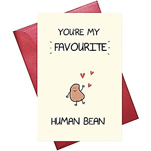 Funny Valentine's Day Card, Love Card, Anniversary Card for Boyfriend Girlfriend, Card for Husband Wife, Best Friend Card, Human Bean Card (5.3'' x 8'' folded)