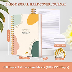 Only Zest Hardcover Spiral Journal, 10.25" x 7.25", 300 Pages Large College Ruled Notebook for Women, Ideal for Writing, Journaling, Note-Taking, Work, School