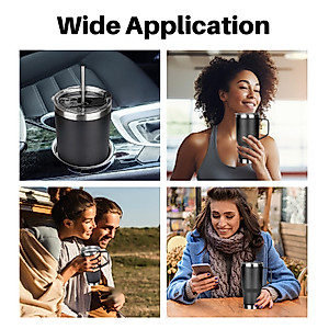 GUDEMAO 20 oz Tumbler with Handle, Stainless Steel Insulated Tumbler with Lid and Straw, Double Wall Vacuum Insulated Coffee Mug Tumbler, Insulated Coffee Thermal Cup for Cold and Hot (Black)