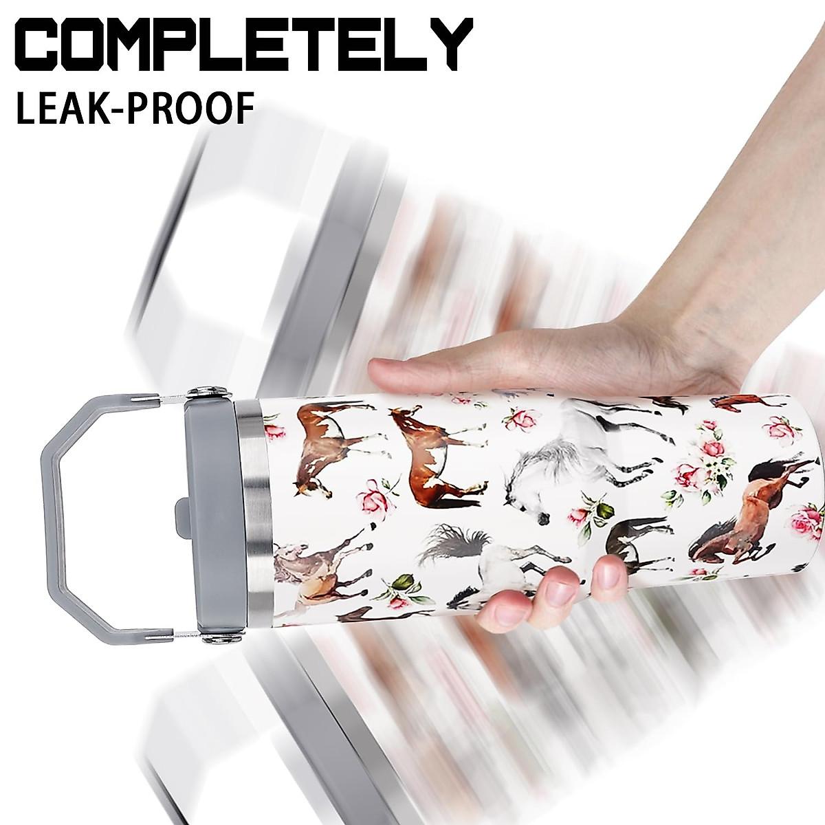 Unyopsa Horse Gifts for Women Girls, 30oz Horse Tumbler with Handle, Horse Stuff for Men Horse Lovers, Stainless Steel Insulated Horse Water Bottle Travel Cup