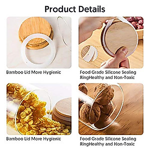 Yibaodan Glass Jars Set 9OZ, 12 Set Glass Spice Jars with Bamboo Airtight Lids and Labels, Food Cereal Storage Large Spice Containers for Home Kitchen Tea Herbs Coffee Flour Herbs Grains