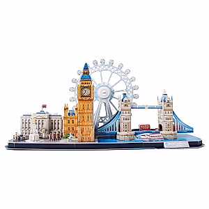 Revell London Skyline 3D Puzzles for Adults and Kids Ages 10 Years and up Arts Crafts Building - Tower Bridge, Big Ben, London Eye, Buckingham Palace - 107 Pieces