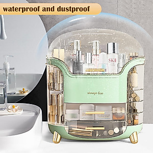 LZDMY Makeup Organizer and Storage, Cosmetics Organizer Box for Countertop with Lid & Drawers, Cosmetics Skincare Organizers Box with Waterproof & Dustproof Cover for Bedroom