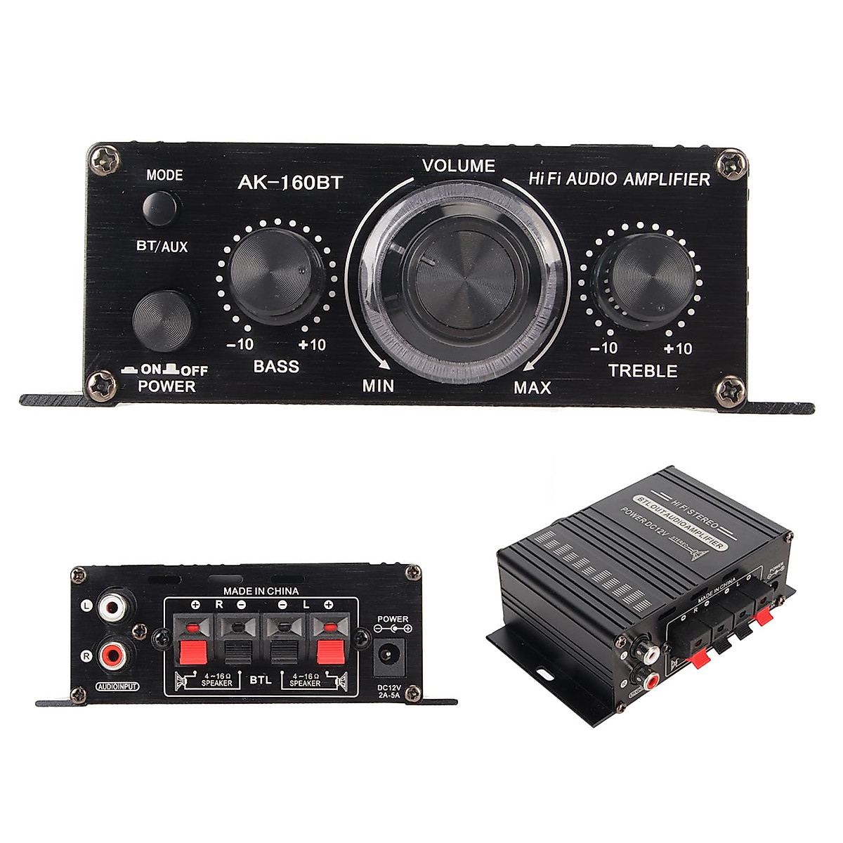 AK-160BT5.0 Power Amplifier,20Wx2 20Hz-20KHz DC 12V HiFi Mini Amp Home Theater Stereo Receiver,Receiver Audio Amplifier for Car Home