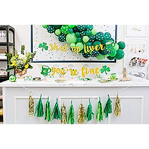 Weimaro Shut Up Liver You Are Fine Banner, Glittery St. Patrick’ s Day Decorations, Funny Drinking Indoor Home St Patricks Day Party Decorations, Irish Lucky St Patty’ s Day Decorations Supplies Decor