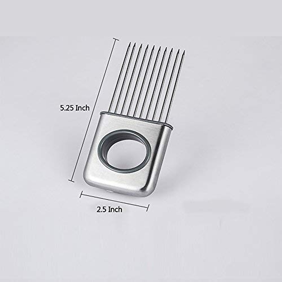 Hvanam Stainless Steel Onion Cut Holder Slicer With 10 Even Prong Easy Hold Vegetable To Cut Tomato Lemon Potatoes And Loosen Meat Kitchen Tools(Silver)