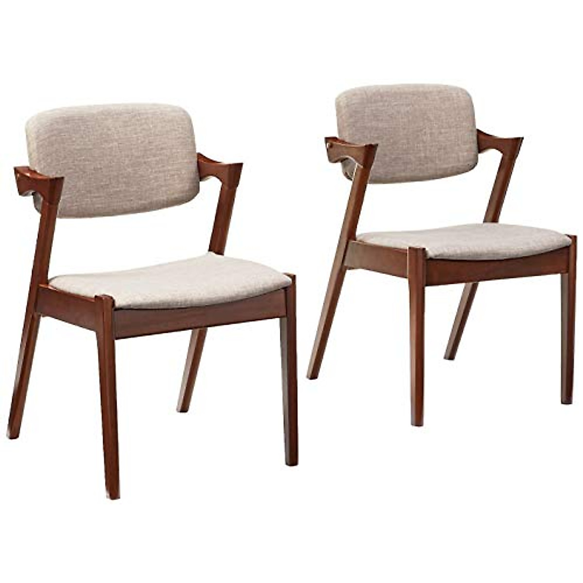 Baxton Studio Gonza Dining Chiars, Light Grey/Walnut Brown