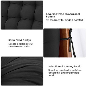 Cranese Thicken Patio Rocking Chair Cushion with 6 Ties,High Back Recliner Chair Lounger Cushion,Relax Chair Pad Mat Swing Bench Seat Cushion Blue E 125x48cm(49x19inch)