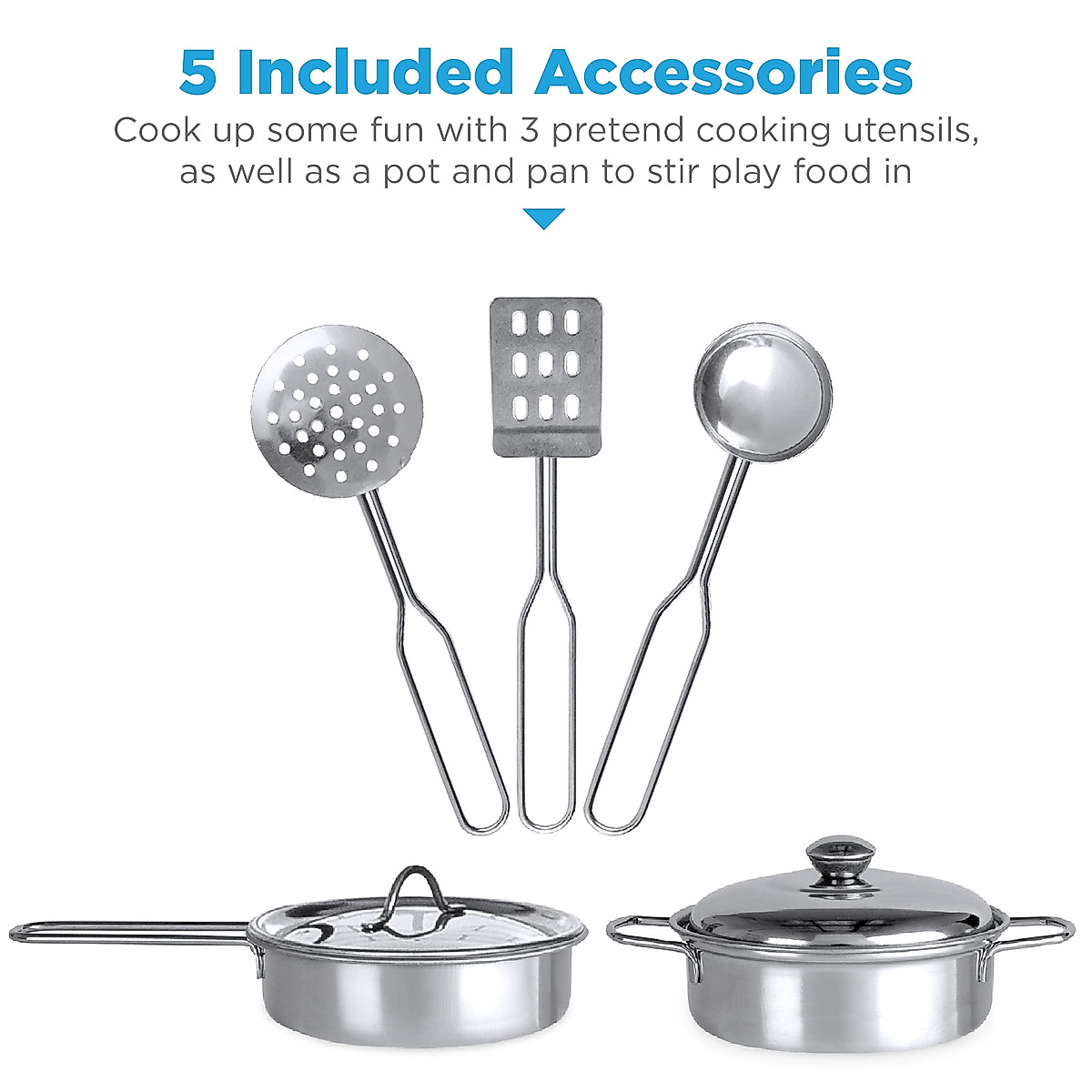 Best Choice Products Farmhouse Play Kitchen Toy, Wooden Pretend Set for Kids w/Chalkboard, Marble Backdrop, Windows, Storage Shelves, 5 Accessories Included - White