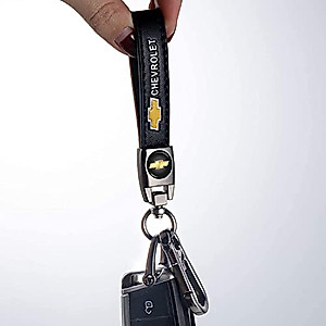 MIGUOER Genuine Leather Car Keychain Fit Chevy Malibu Camaro Trax Traverse Sonic Cruze Volt Equinox Spark,Car Key Chain for Men and Woean Key Ring