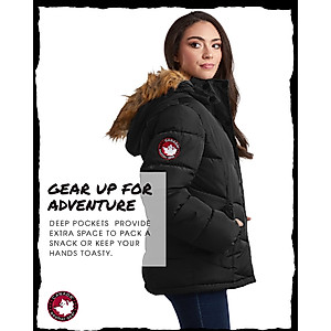 CANADA WEATHER GEAR Women's Winter Coat - Quilted Heavyweight Puffer Parka Coat – Plus Sized Jacket for Women (S-3X), Size Large, Black/Natural